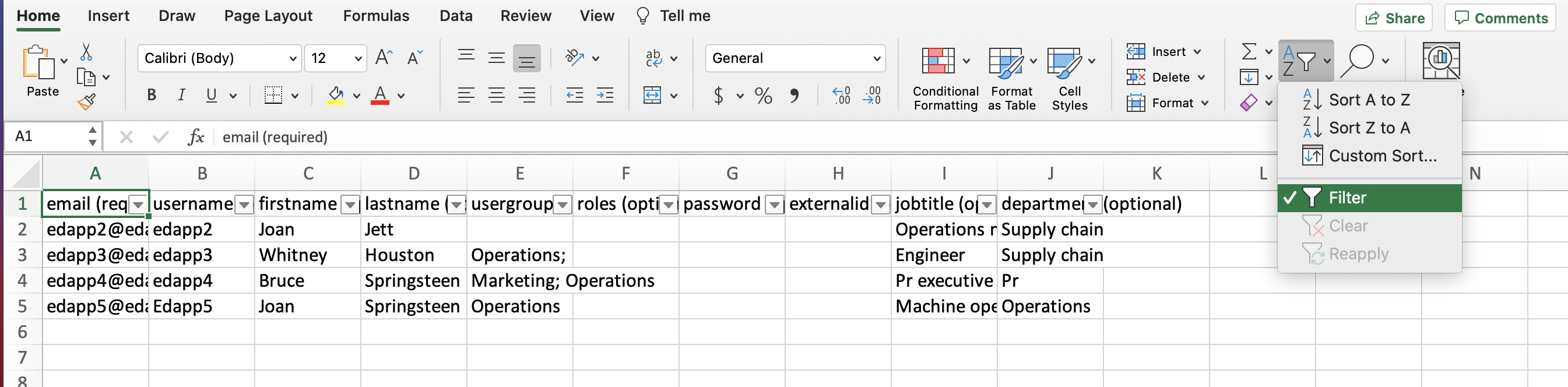 Managing users via CSV